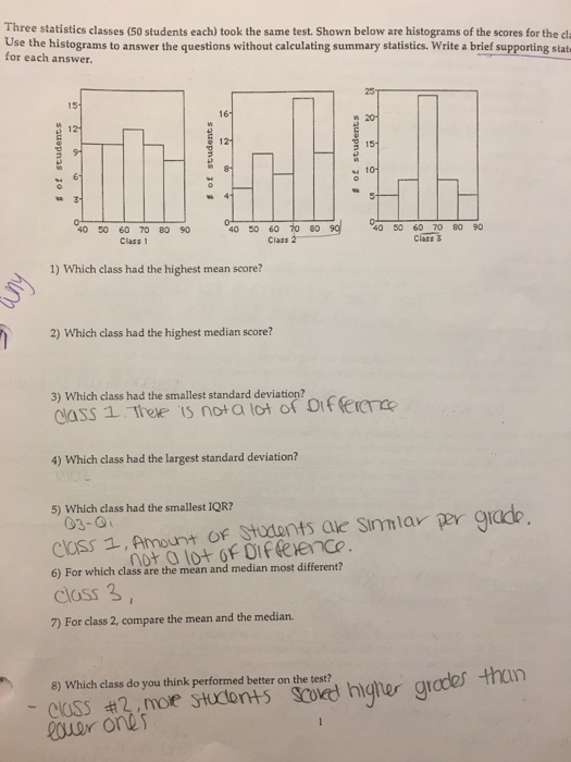 Solved Three statistics classes (50 students each) took the | Chegg.com