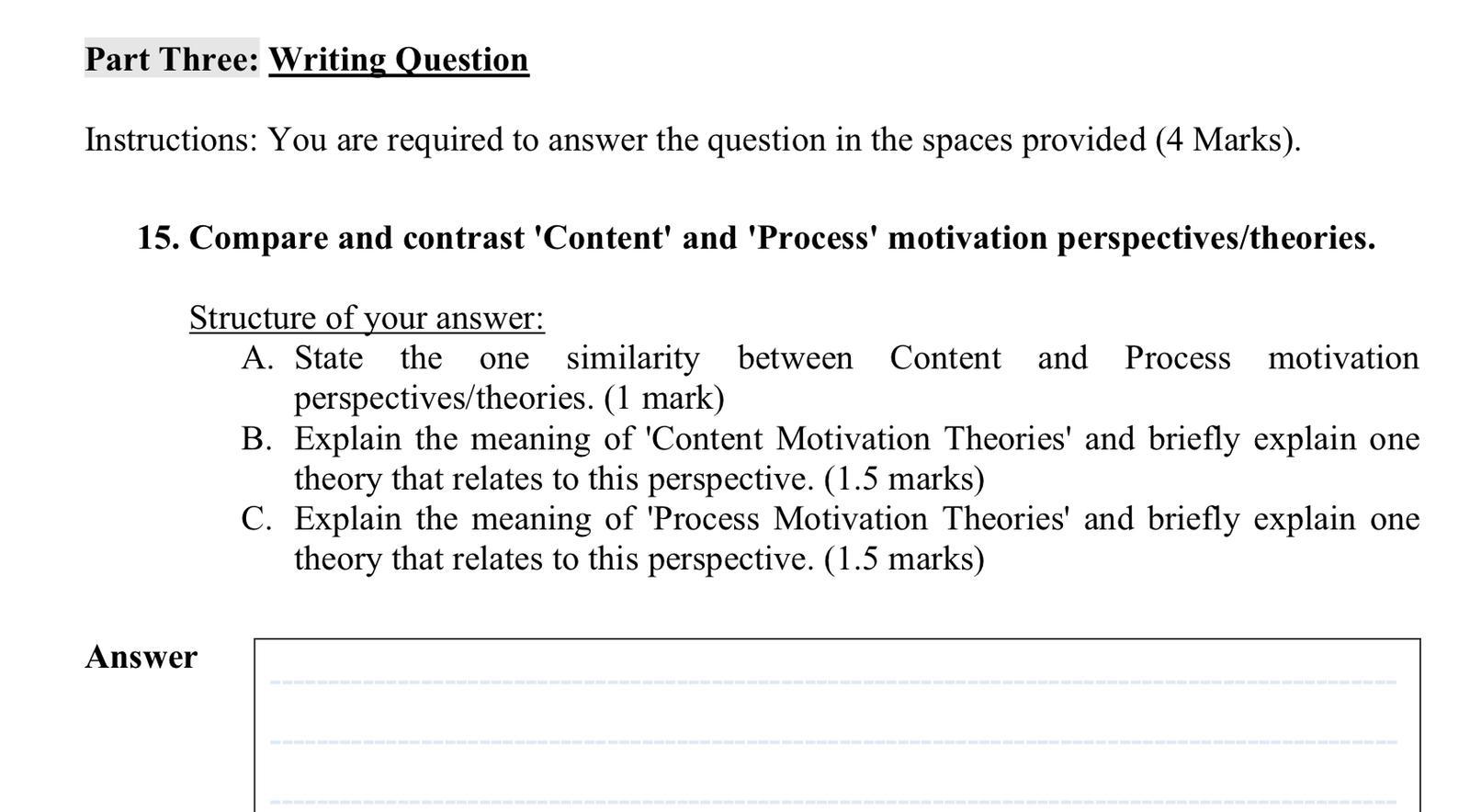 Solved Part Three: Writing Question Instructions: You are | Chegg.com
