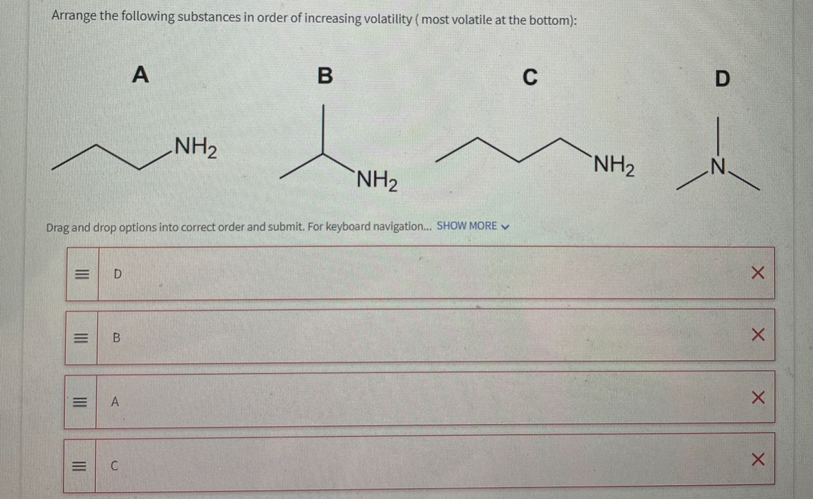 Solved Arrange the following substances in order of | Chegg.com