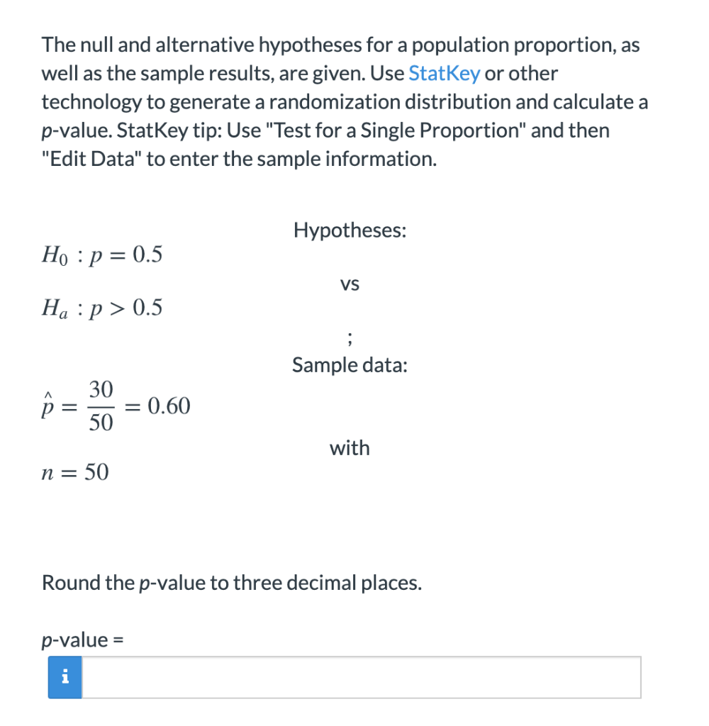 Solved The null and alternative hypotheses for a population | Chegg.com