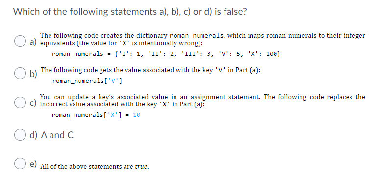 Solved Which of the following statements a), b), c) or d) is | Chegg.com