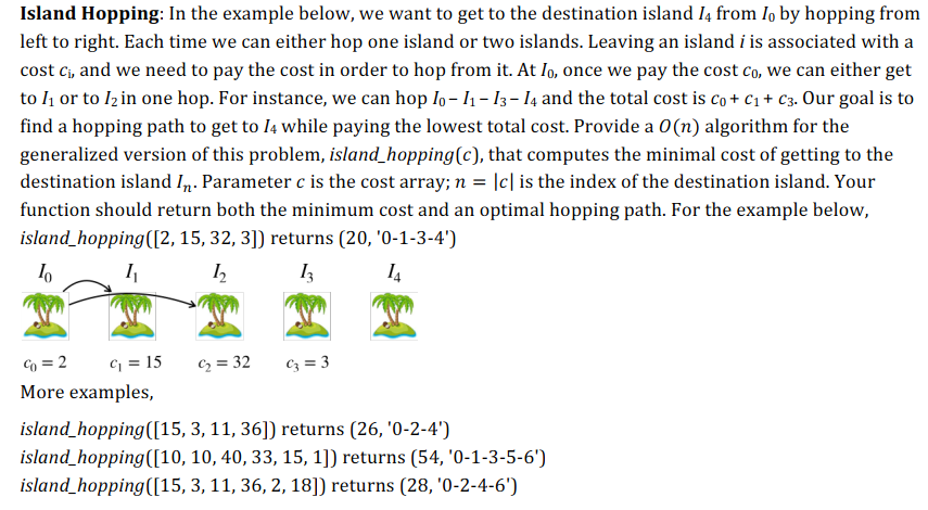 Solved Island Hopping: In the example below, we want to get | Chegg.com