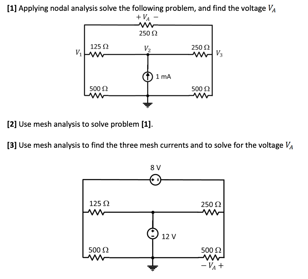 Solved [1] Applying nodal analysis solve the following | Chegg.com