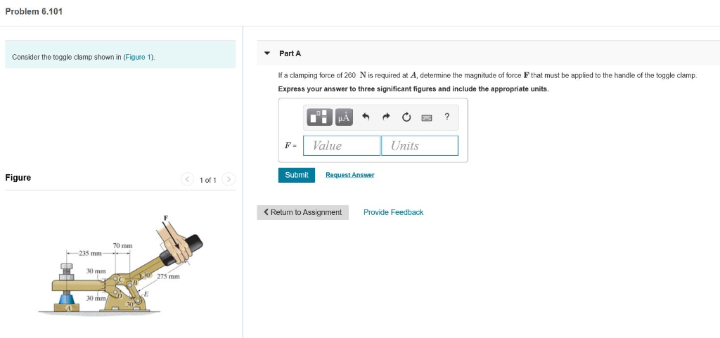 Solved Problem 6.101 Part A Consider the toggle clamp shown | Chegg.com