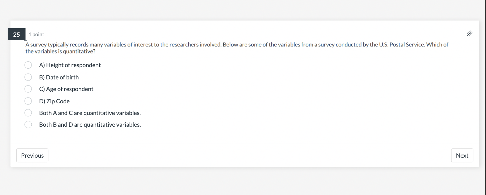 Solved A survey typically records many variables of interest | Chegg.com