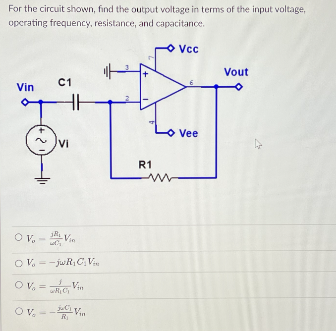 Solved For the circuit shown, find the output voltage in | Chegg.com
