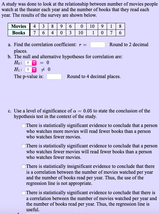 Solved A study was done to look at the relationship between | Chegg.com