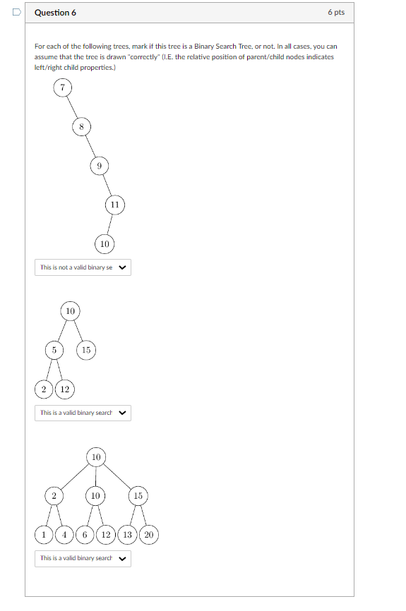 Solved For each of the following trees, mark if this tree is | Chegg.com