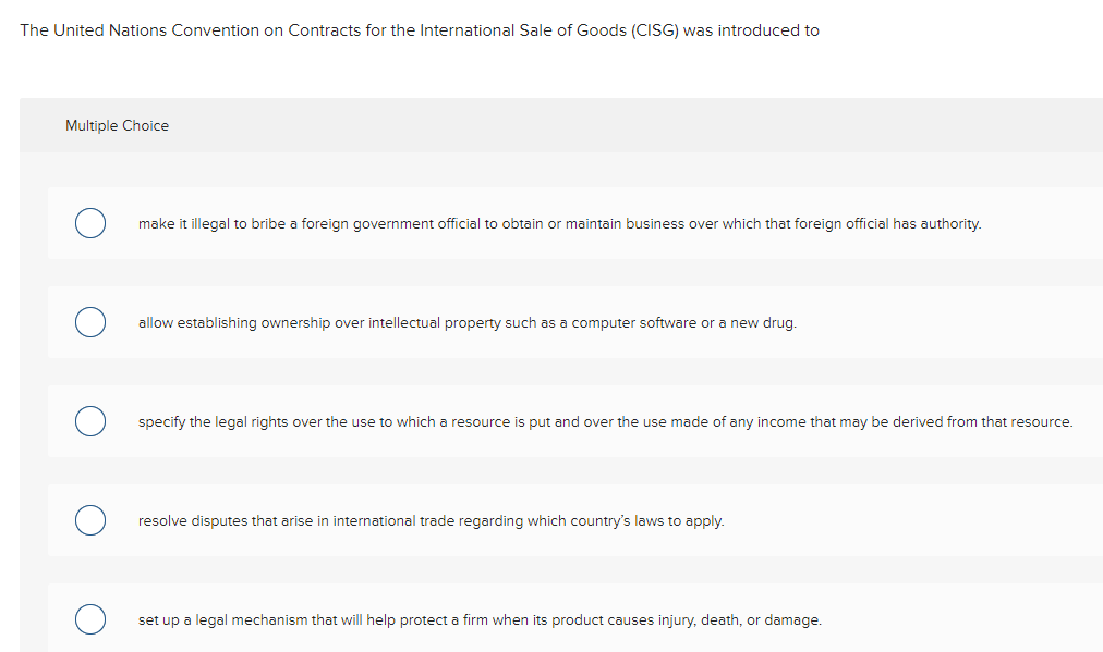Solved The United Nations Convention on Contracts for the | Chegg.com