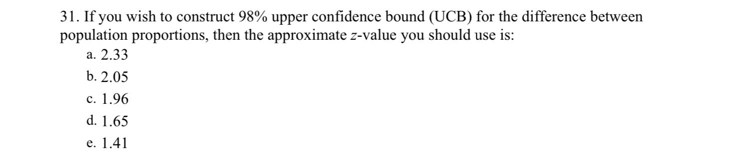 Solved If you wish to construct 98% ﻿upper confidence bound | Chegg.com