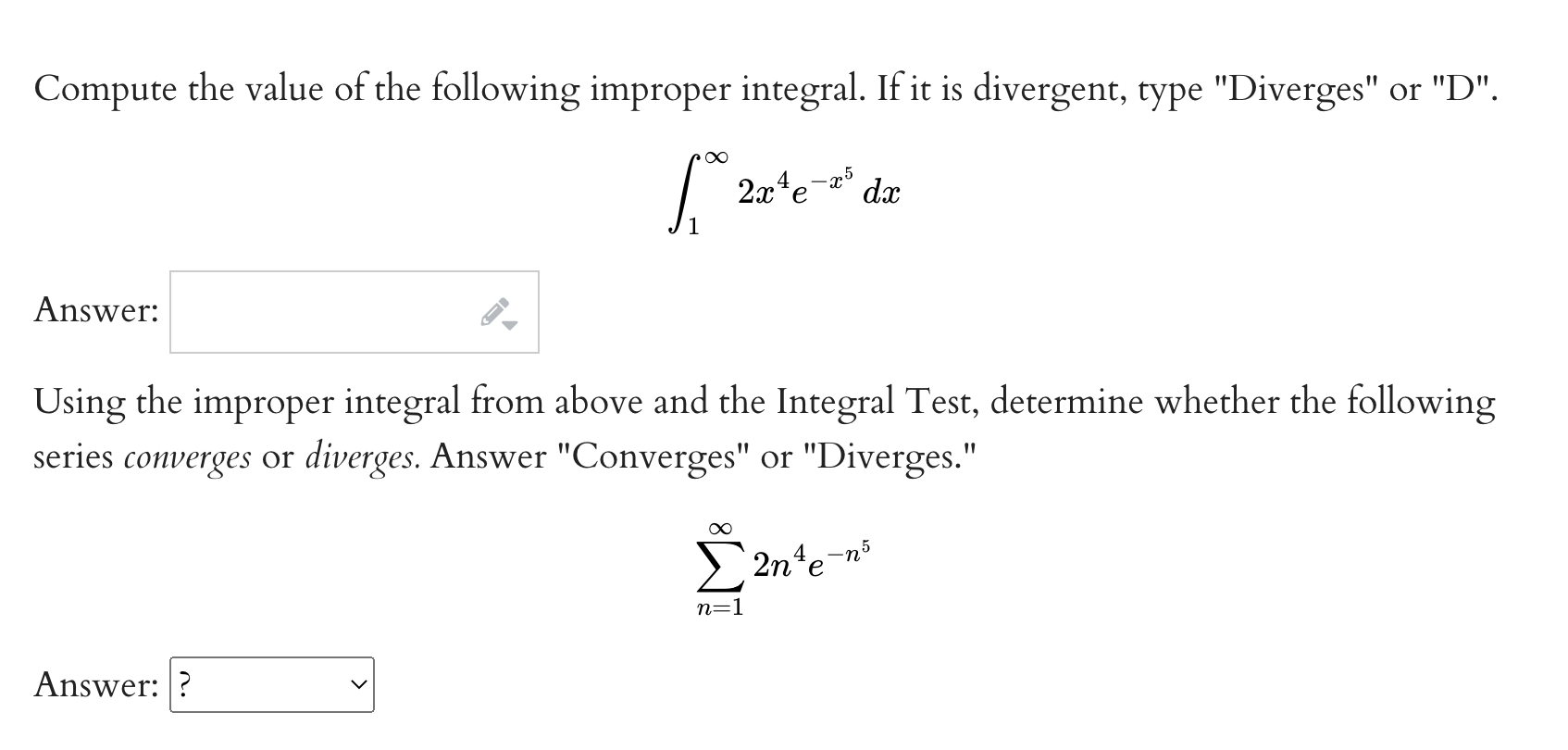 Solved Compute the value of the following improper integral. | Chegg.com
