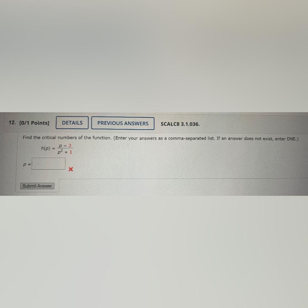 Solved 12. [0/1 Points] DETAILS PREVIOUS ANSWERS SCALC8 | Chegg.com