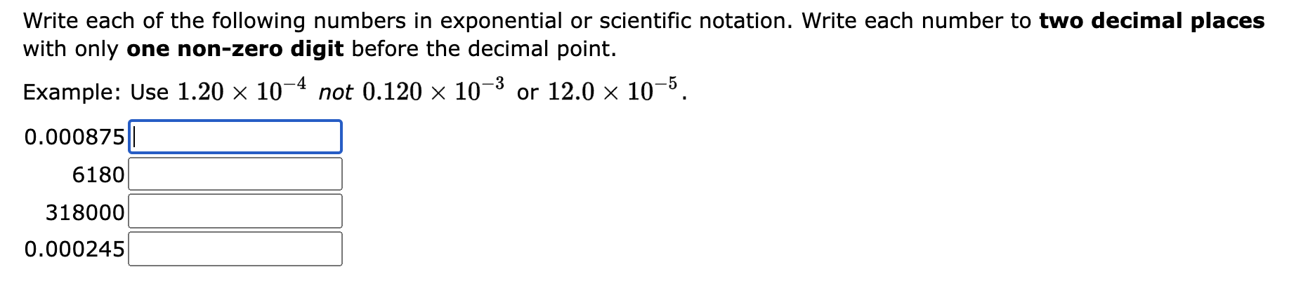 Solved Write each of the following numbers in exponential or | Chegg.com