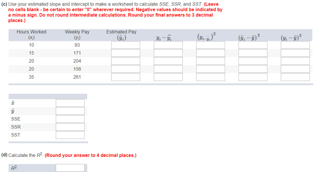 Solved (a) Make an Excel worksheet to calculate SS,, SSyy | Chegg.com
