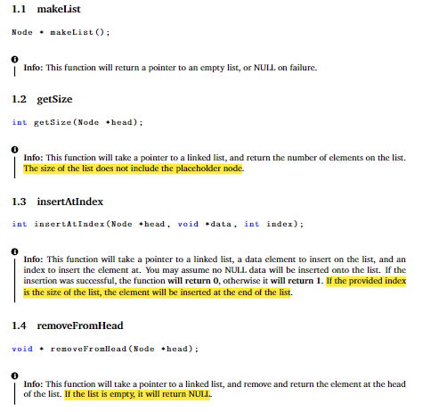 Solved Node - makeLizt(); Info: This function will return a | Chegg.com
