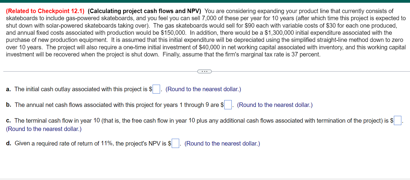 Solved (Related to Checkpoint 12.1) (Calculating project | Chegg.com