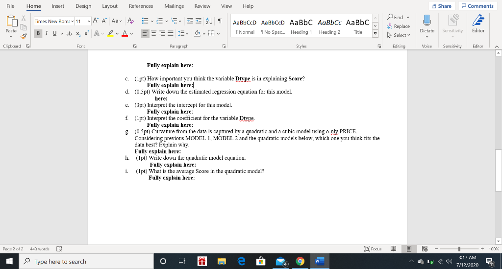 Solved File Home Insert Design Layout References Mailings | Chegg.com