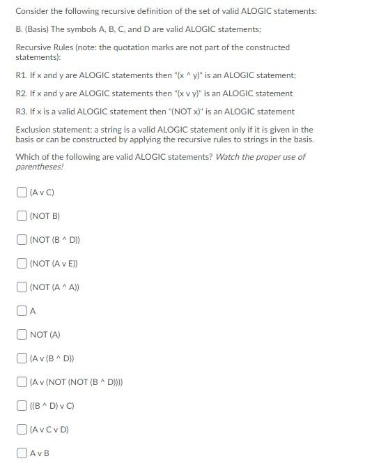 Solved Consider the following recursive definition of the | Chegg.com