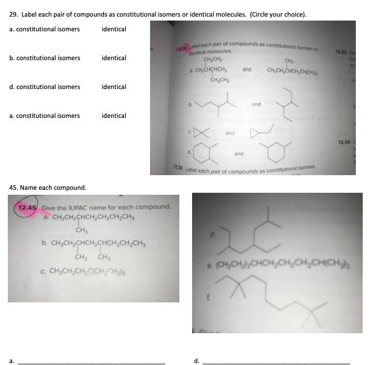 Solved 29. Label each pair of compounds as constitutional | Chegg.com