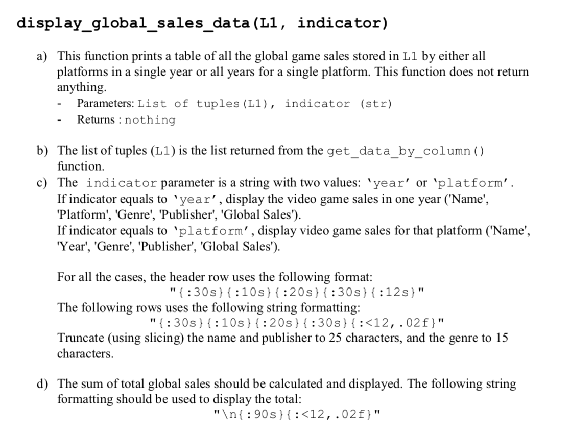 Solved display_global_sales_data (L1, indicator) a) This | Chegg.com