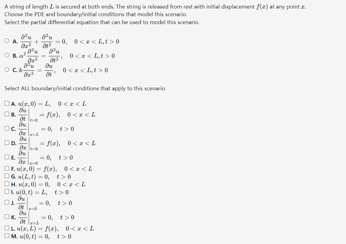 Solved A string of length L ﻿is secured at both ends. The | Chegg.com