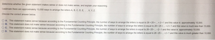 Solved Determine whether the given statement makes sense or | Chegg.com