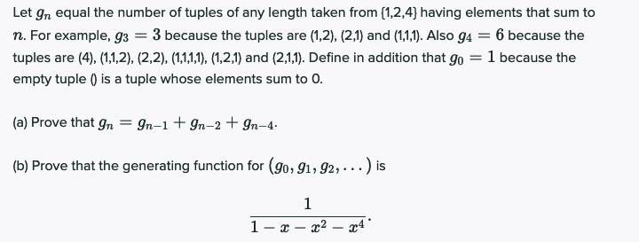 Solved Let In equal the number of tuples of any length taken | Chegg.com