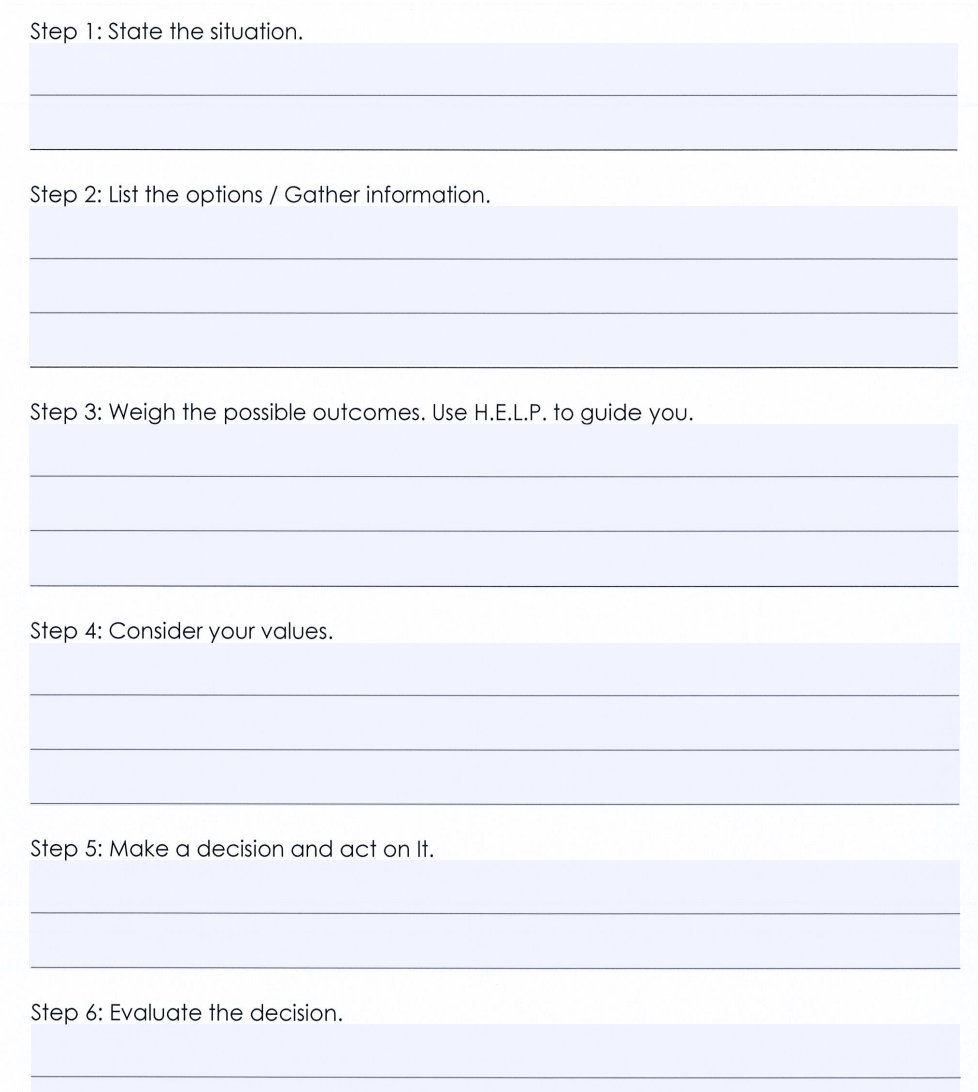 Solved There are clear steps for making healthy decisions in | Chegg.com