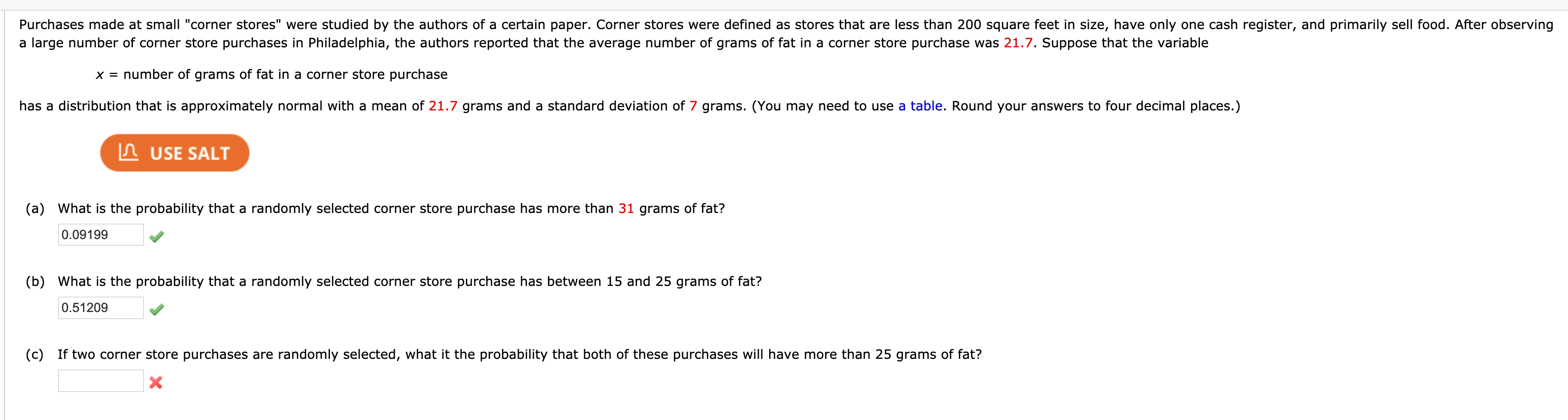 Solved Purchases made at small "corner stores" were studied | Chegg.com
