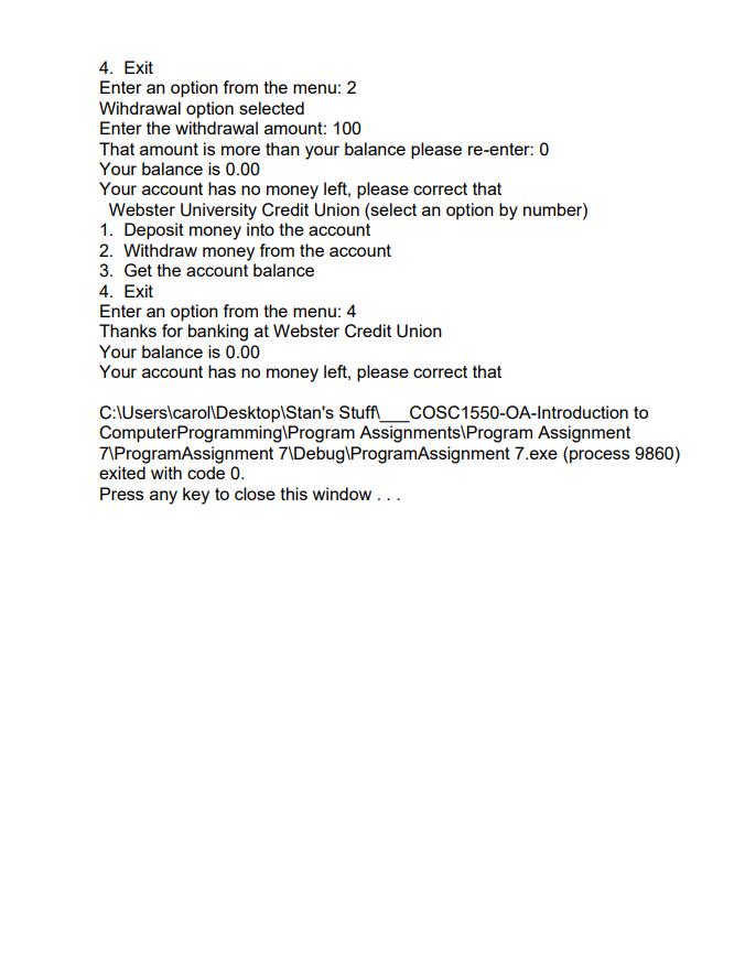 Solved Cosc 1550 Computer Programming I Programming 