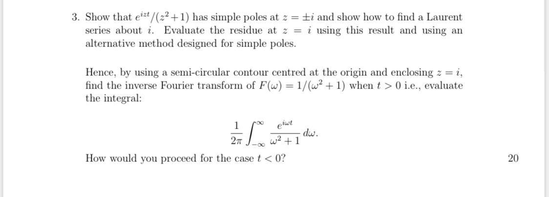 Show that eiztz2+1 ﻿has simple poles at z=+-i and | Chegg.com