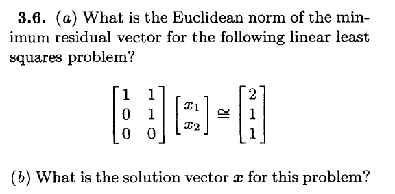 Solved 3.6. (a) What is the Euclidean norm of the min- imum | Chegg.com