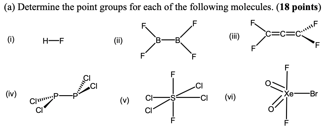 Solved (a) Determine the point groups for each of the | Chegg.com