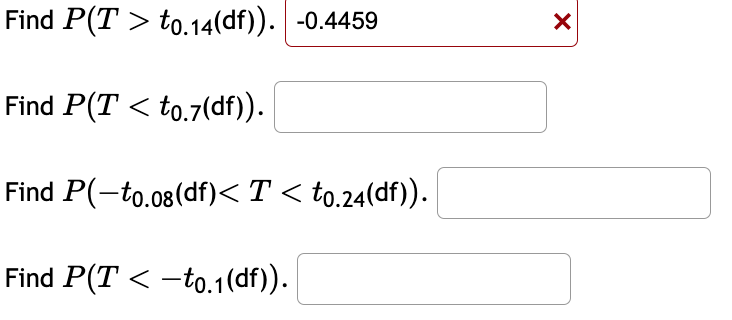 Find P(T>t0.14(df)) Find P(T | Chegg.com
