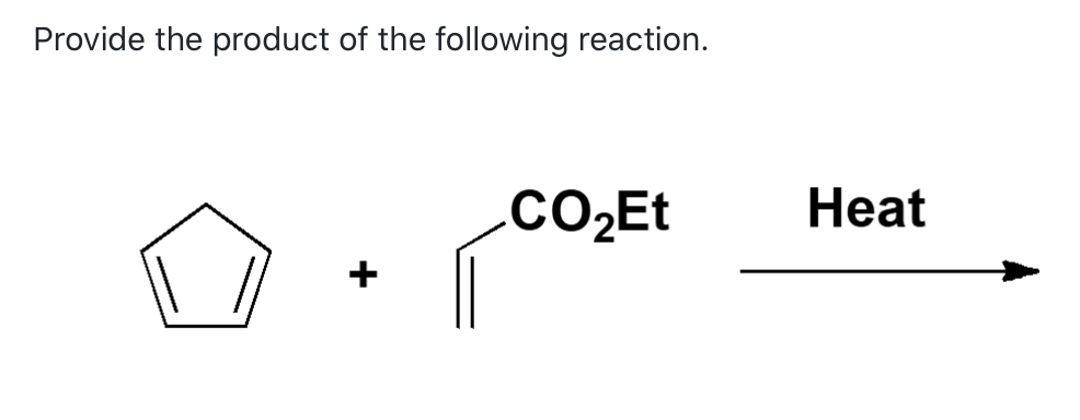 Solved Provide the product of the following reaction. CO2Et | Chegg.com