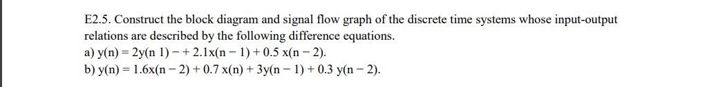 Solved E2.5. Construct the block diagram and signal flow | Chegg.com