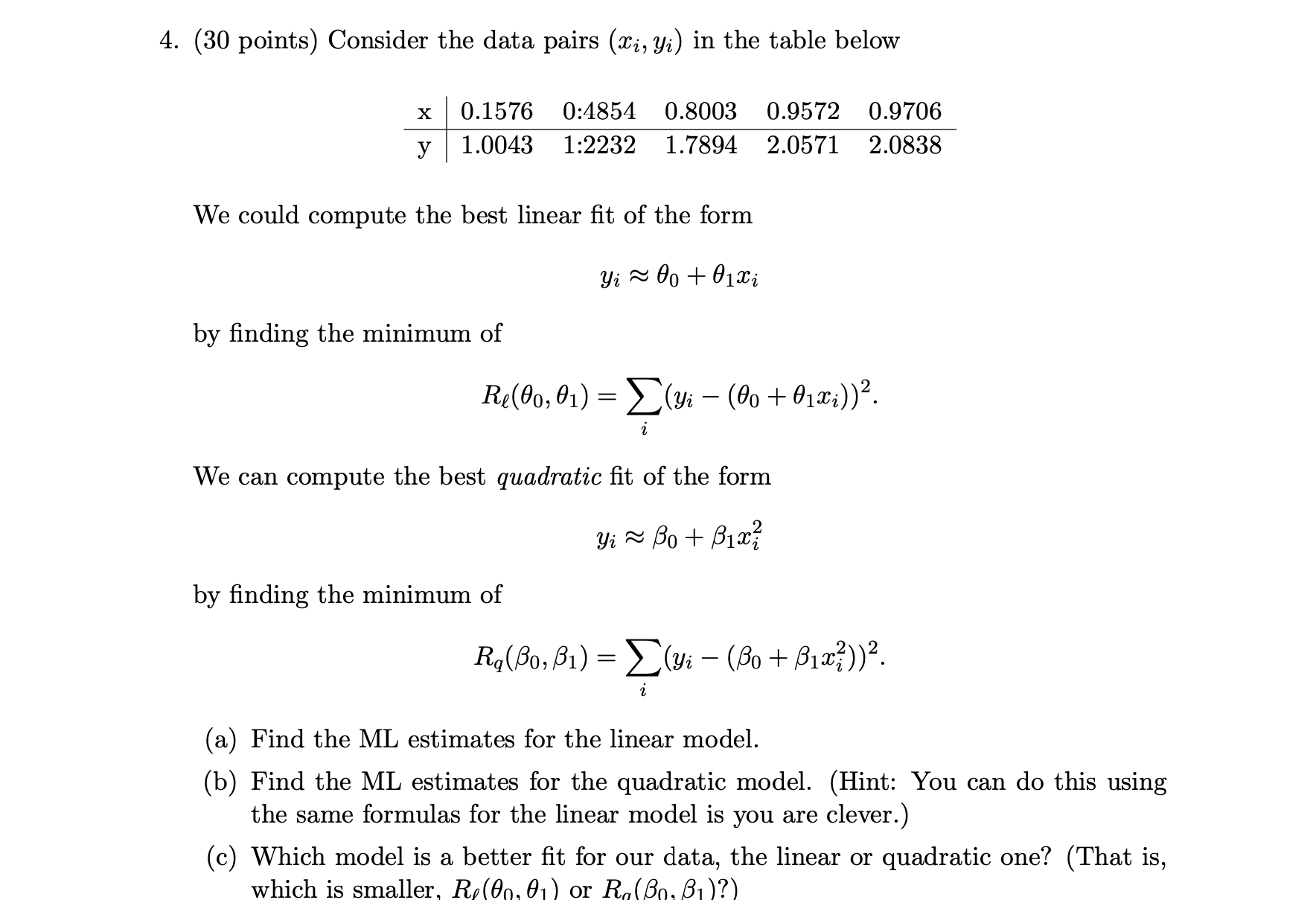 Solved Consider the data pairs (xi,yi) in the table belowx | Chegg.com