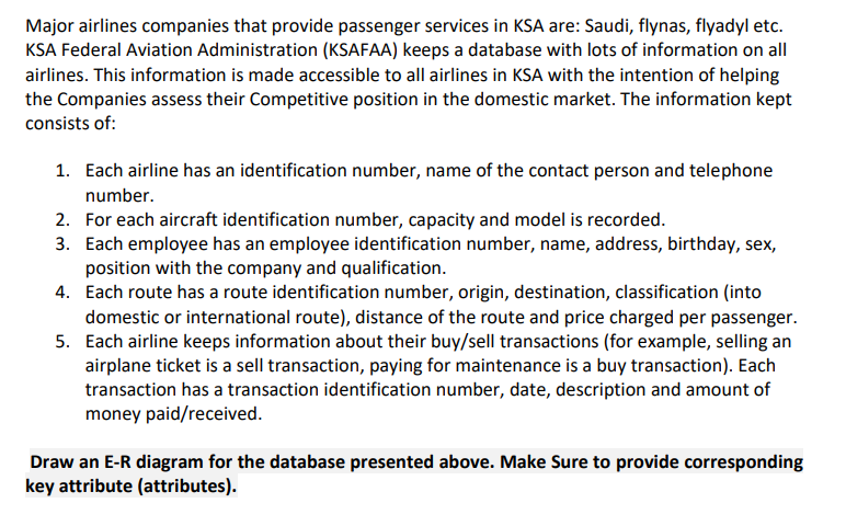 Solved Major airlines companies that provide passenger | Chegg.com