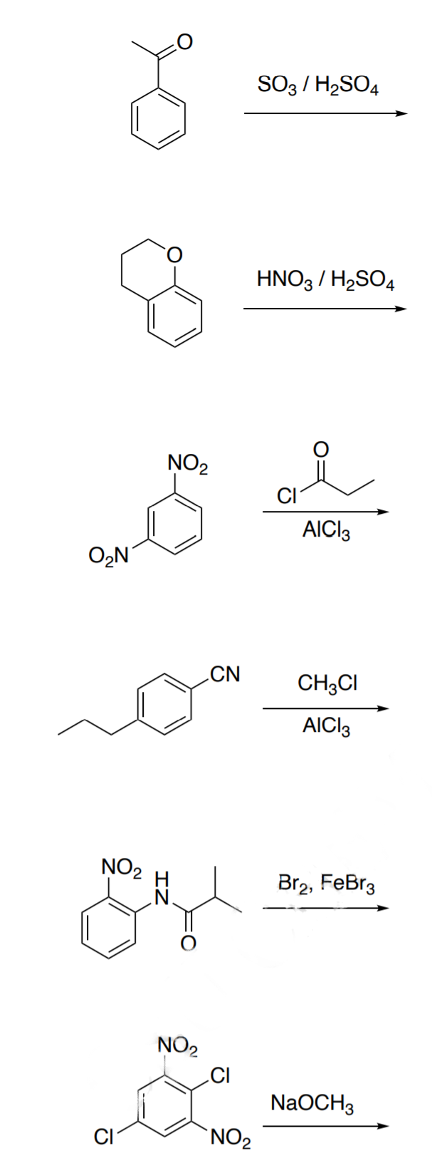 Solved SO3/H2SO4 HNO3 / H2SO4 NO2 AICI: O2N CN CH2CI AICI: | Chegg.com