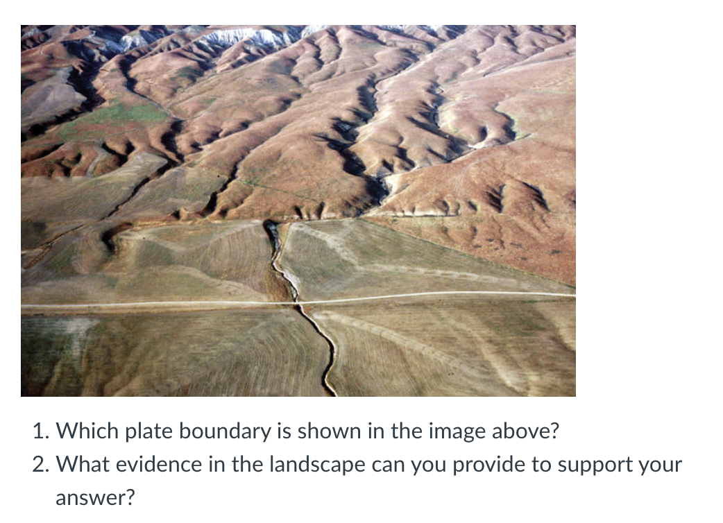 Solved 1. Which plate boundary is shown in the image above? | Chegg.com