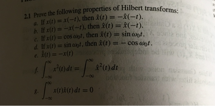 Solved 21 Prove the following properties of Hilbert transfo | Chegg.com