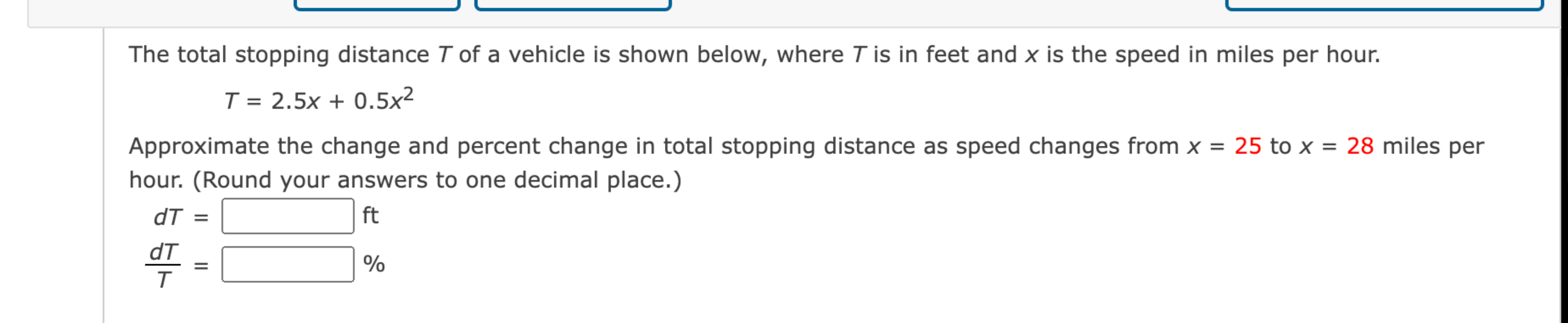 Solved The total stopping distance T ﻿of a vehicle is shown | Chegg.com