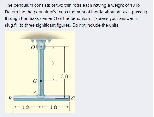 Solved The pendulum consists of two thin rods each having a | Chegg.com
