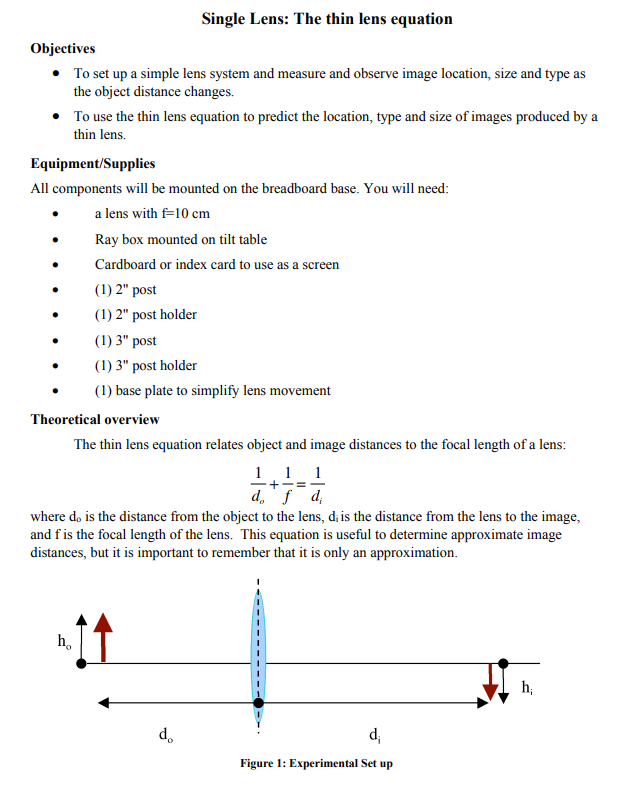 Solved Objectives - To set up a simple lens system and | Chegg.com