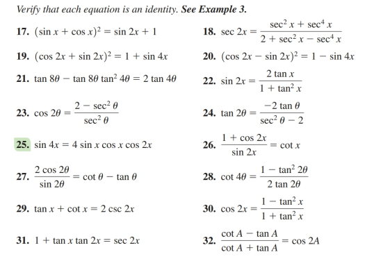 Solved Verify that each equation is an identity. See Example | Chegg.com