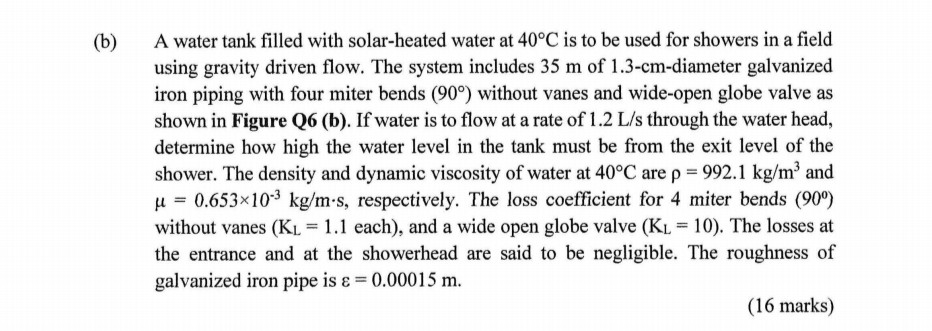 Solved A water tank filled with solar-heated water at 40°C | Chegg.com