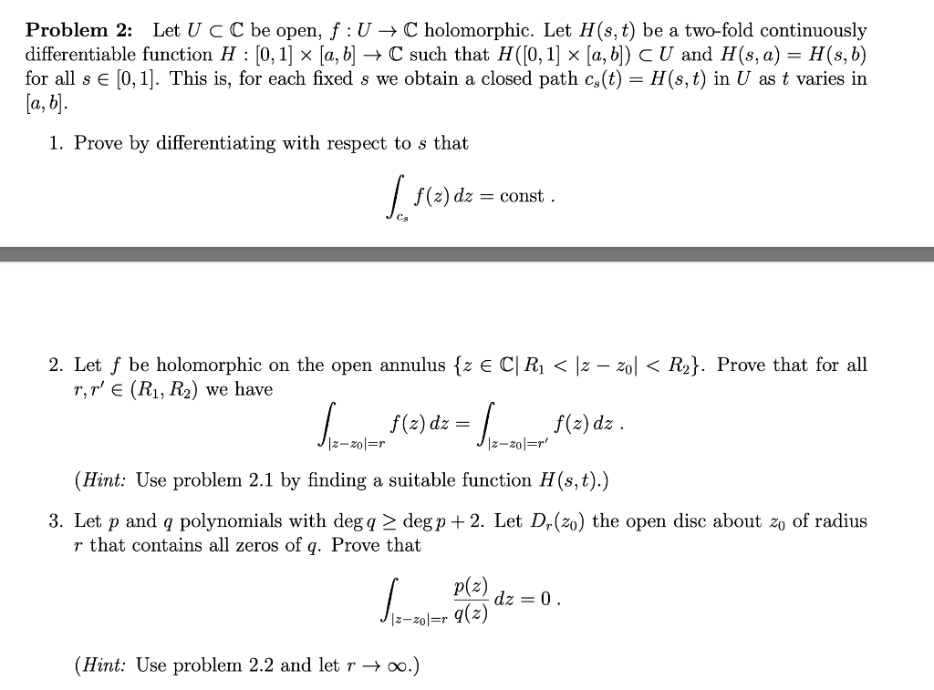 Solved Problem 2: Let U C C be open, f:U →C holomorphic. Let | Chegg.com