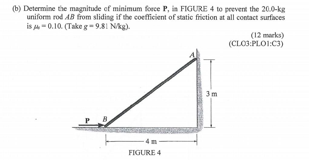 Solved B Determine The Magnitude Of Minimum Force P In