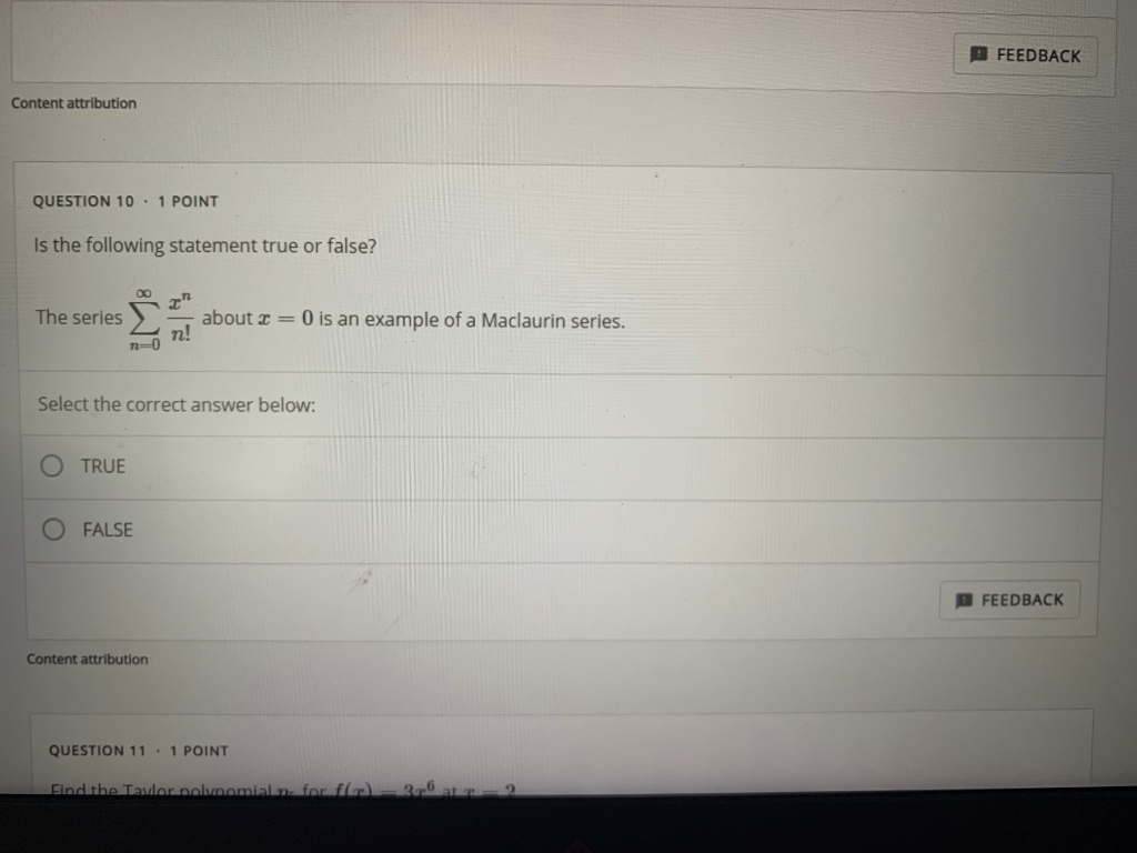 Solved FEEDBACK Content attribution QUESTION 10.1 POINT Is | Chegg.com