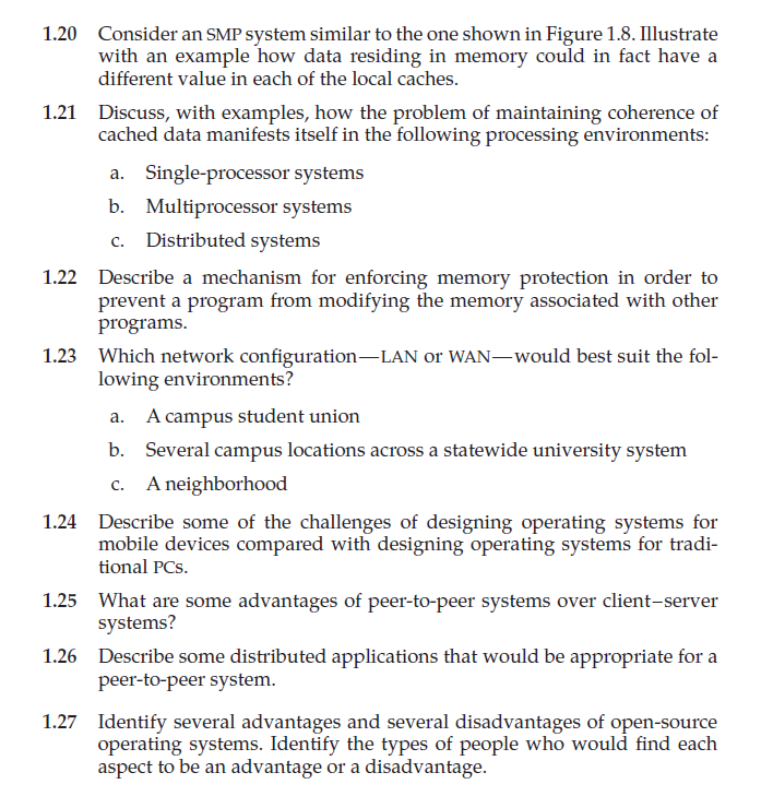 Solved 1.20 Consider an SMP system similar to the one shown | Chegg.com